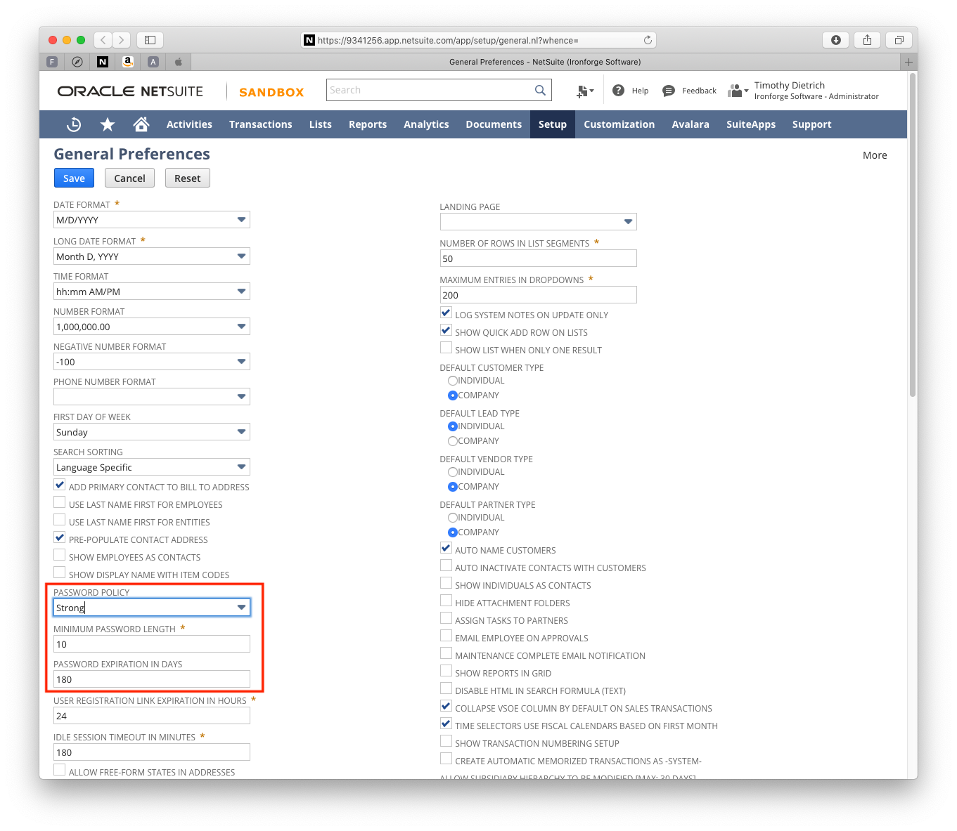 NetSuite Administrator Password Policy Management Options